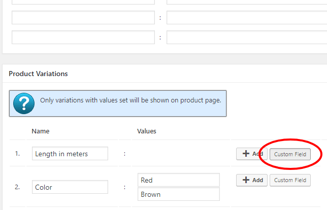 Product Variation Custom Field • Shopping Cart • impleCode