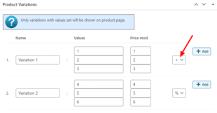 Variation Price Modification Type • eCommerce Product Catalog • impleCode