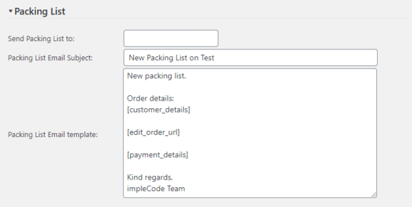 Packing List • Shopping Cart Pro • Implecode