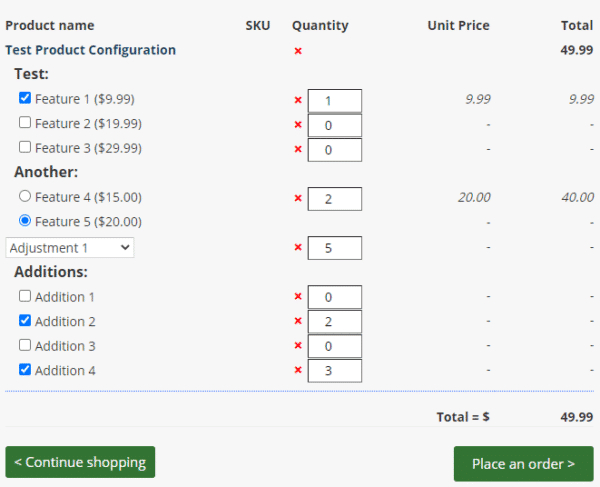Variation Quantity • Shopping Cart PRO • impleCode